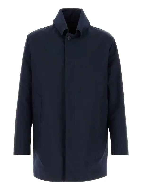 Prada Navy Poplin Overcoat - Blue