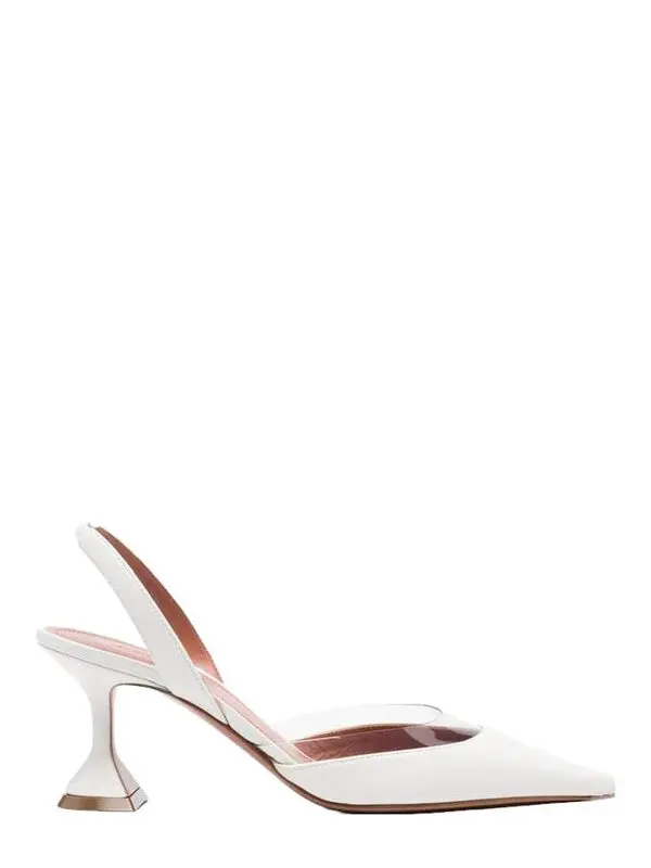 Amina Muaddi Leather And Pvc Slingback Pumps - White