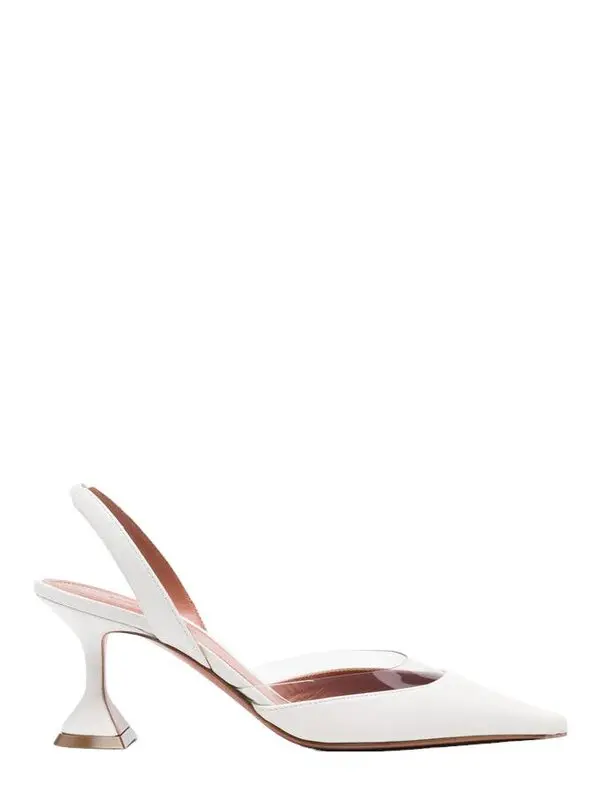 Amina Muaddi Leather And Pvc Slingback Pumps - White