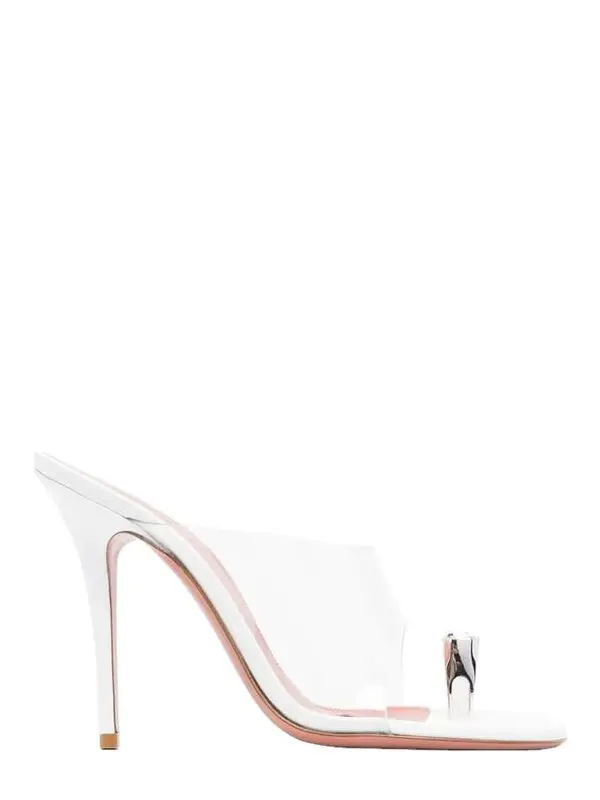 Amina Muaddi Crystal Embellished Transparent Strap Stiletto Shoes - White