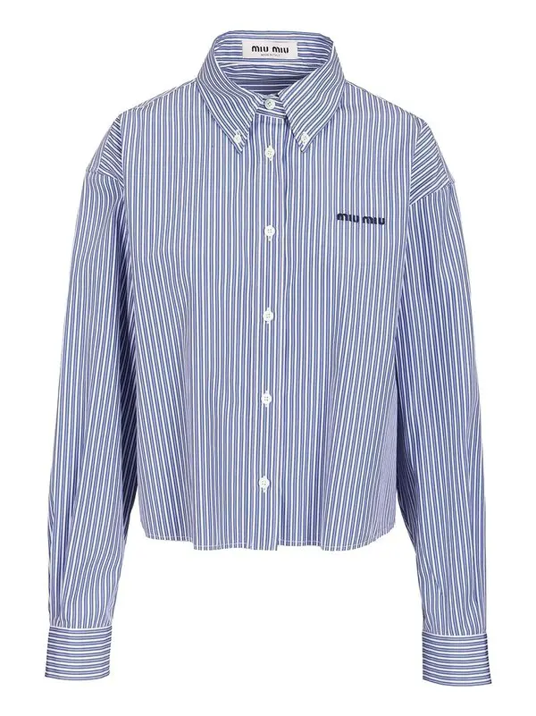 Miu Miu Poplin Shirt With Logo - Blue