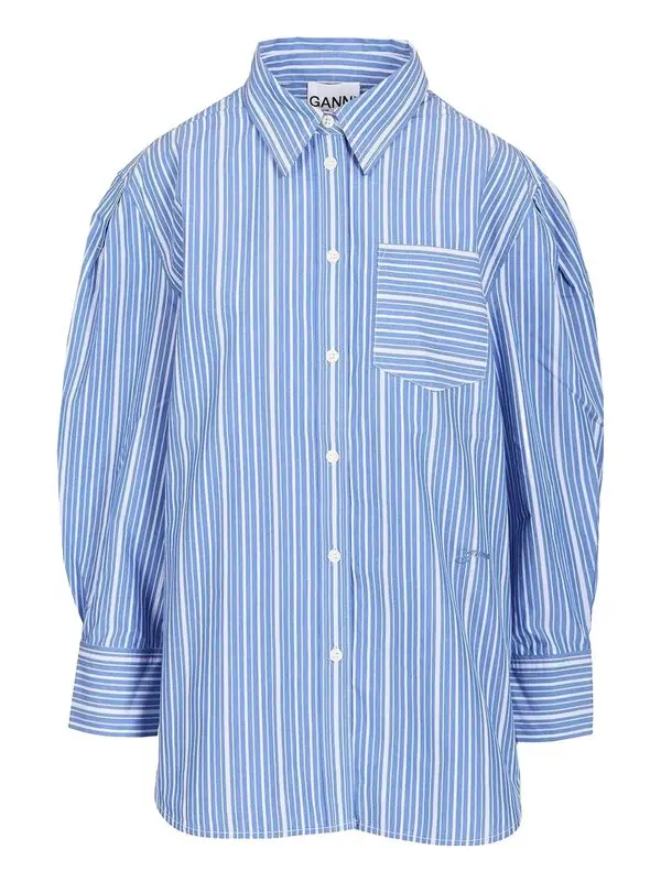 GANNI Striped Shirt - Blue