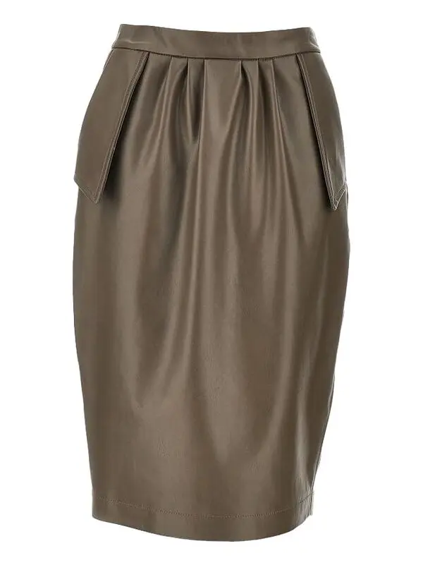 Stella McCartney Altermat Vegan Leather Midi Skirt - Gray