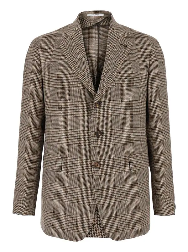 Tagliatore New York Wool Houndstooth Single-breasted Jacket - Multicolor