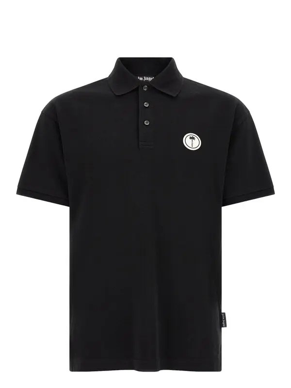Palm Angels Logo Patch Polo Shirt - Black