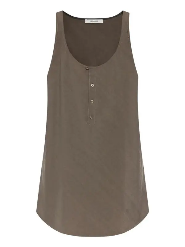 LEMAIRE Wide-neck Button-down Tank Top - Green