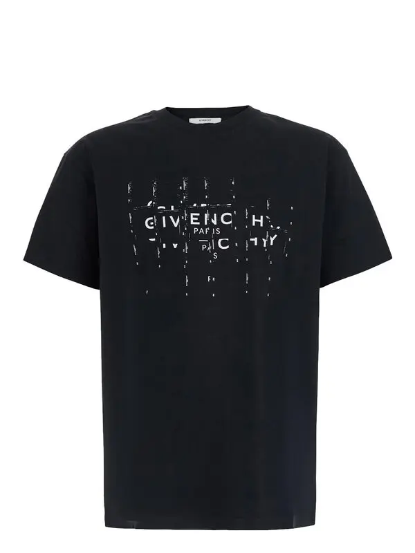 Givenchy Crew Neck T-shirt With Logo Lettering On The Front In Cotton For - Black