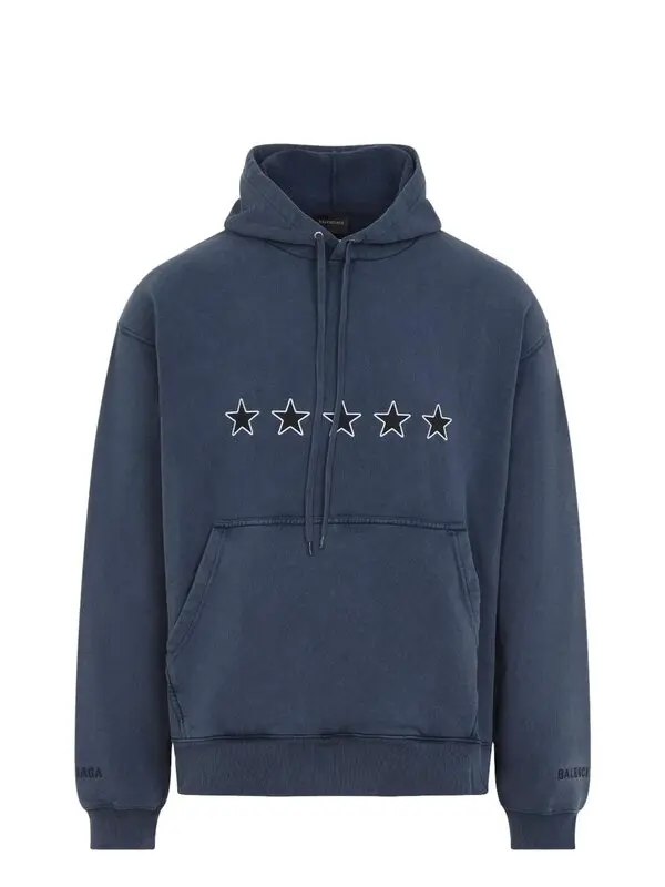 Balenciaga Oversized Cotton Fleece Hoodie - Blue