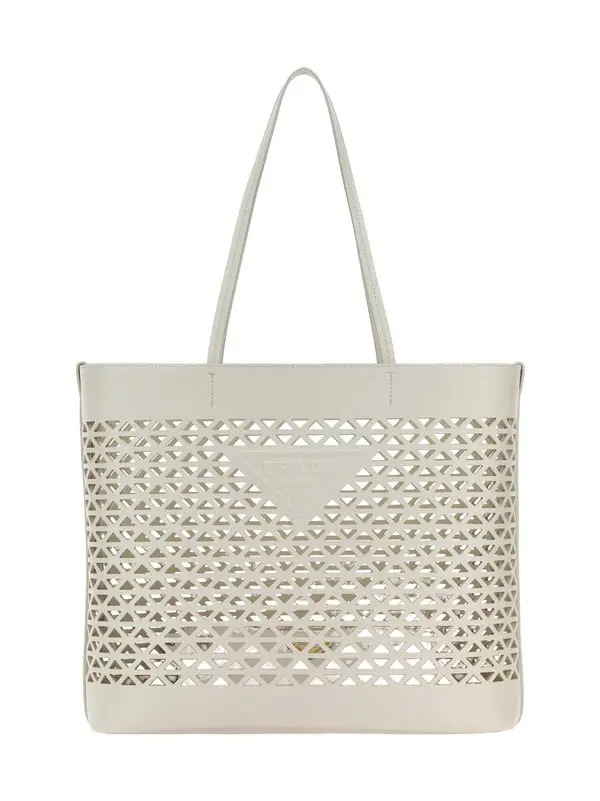Prada Leather Shopping Bag - White