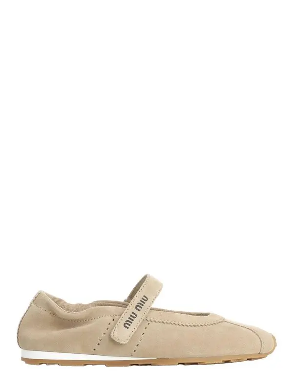 Miu Miu Suede Plume Ballerinas - Cream