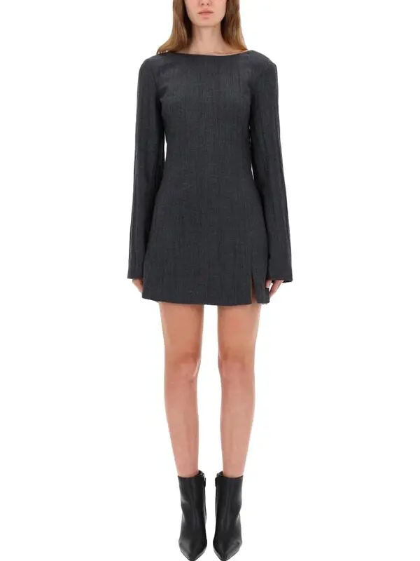 Our Legacy Plissé Wool Firm Dress - Gray