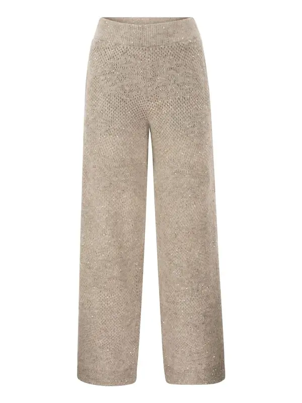 Brunello Cucinelli Sequined Open-knit Trousers - Cream