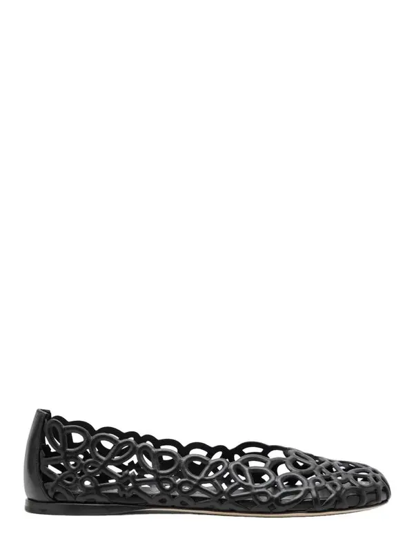 Loewe Anagram Petal Nappa Ballet Flats - Black