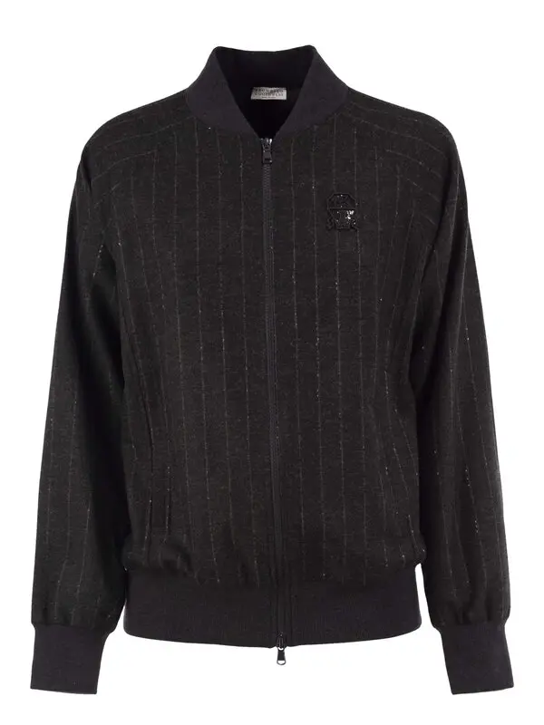 Brunello Cucinelli Pinstripe Wool-blend Bomber Jacket - Multicolor