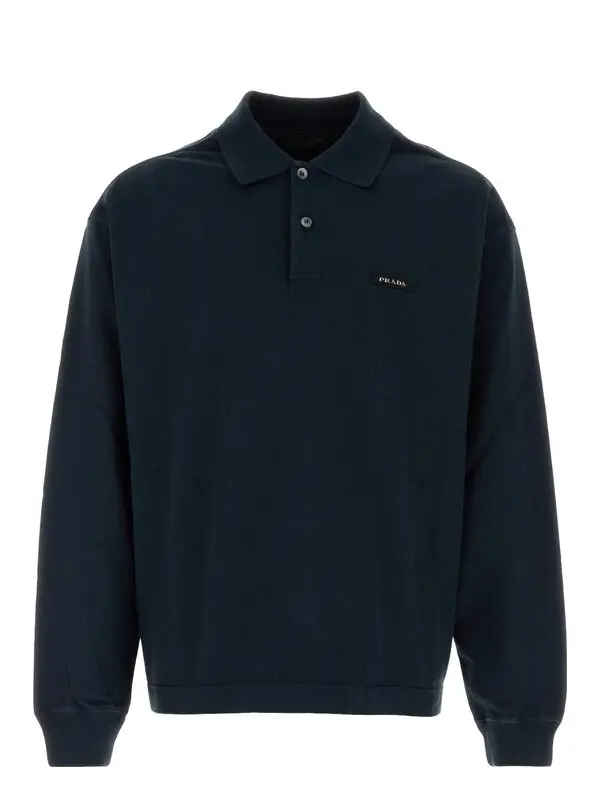 Prada Navy Cotton Polo Shirt - Blue