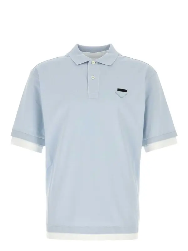Prada Powder Piquet Polo Shirt - Blue