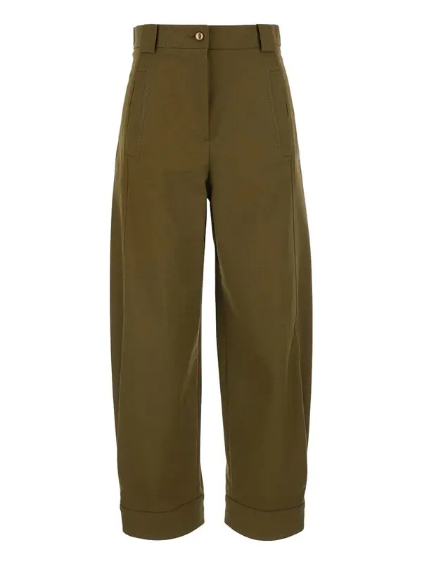 Max Mara Cotton Adorni Pants With Snap Button Hems - Multicolor