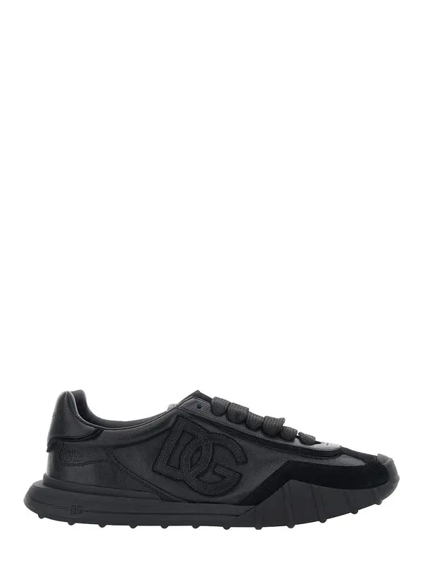 Dolce & Gabbana Leather Athletic Low Top Sneakers - Black