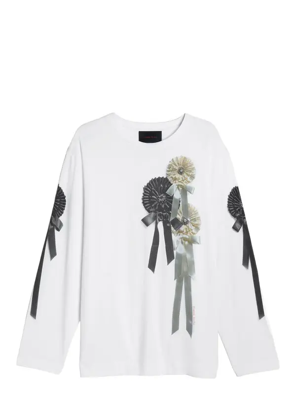 Simone Rocha Ribbon Rosette Print Long Sleeve T-shirt - Multicolor