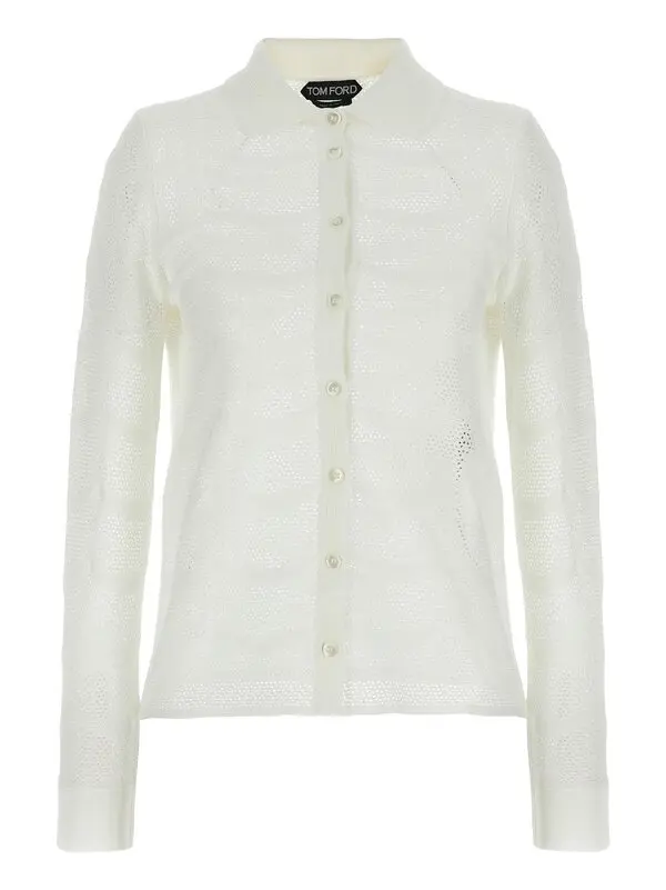 TOM FORD Openwork Crocheted Cardigan - White