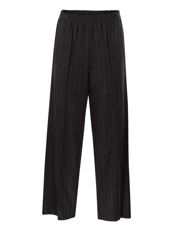 Brunello Cucinelli Pinstriped Flannel Trousers With Sequins - Multicolor