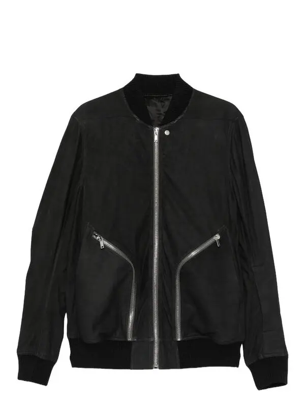 Rick Owens Leather Bomber Jacket - Black
