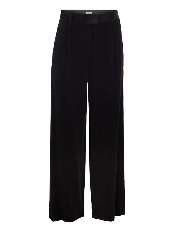 Brunello Cucinelli Wide-leg Corduroy Trousers - Black