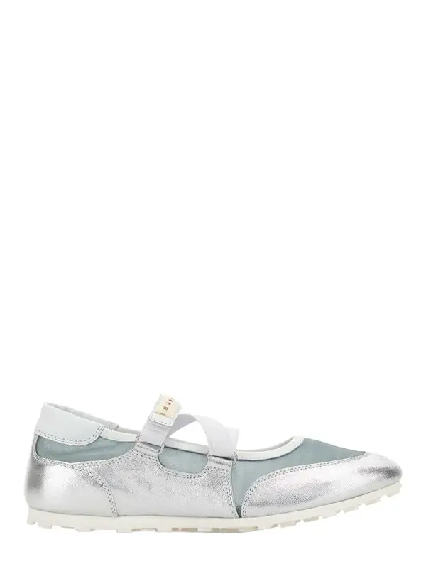 Marni Mesh And Leather Soccer Retro Ballerinas - Silver