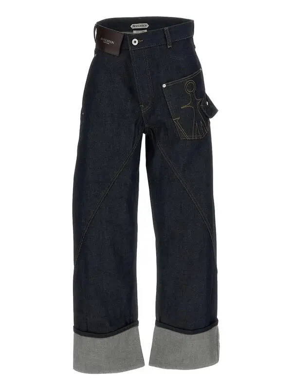 JW Anderson Twisted Turn-up Workwear Denim Jeans - Multicolor