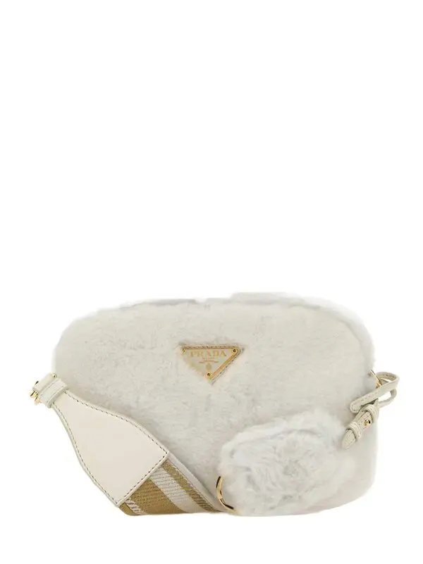 Prada Shearling Cross Body Bag - White
