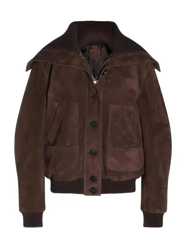 Attico Suede Bomber Jacket - Brown