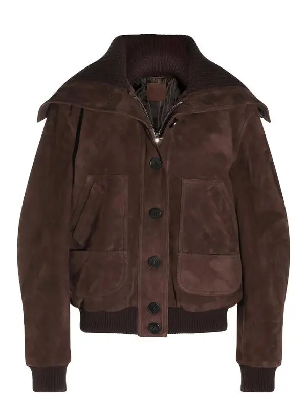 Attico Suede Bomber Jacket - Brown