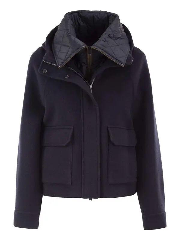 Brunello Cucinelli Wool And Cashmere Hooded Jacket With Detachable Quilted Bib - Multicolor