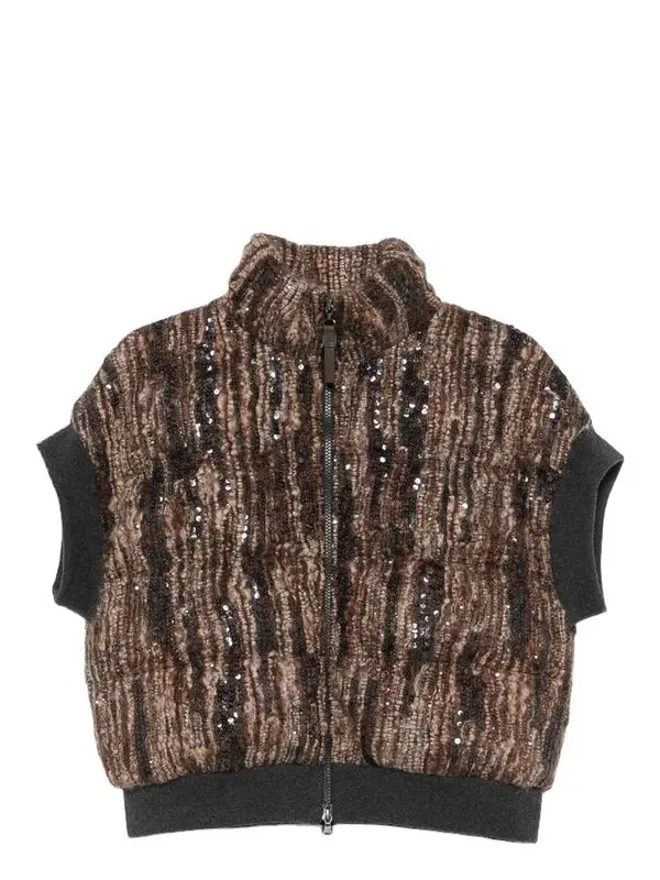 Brunello Cucinelli Sequin Embellished Vest - Brown