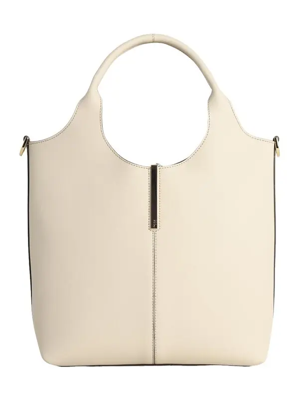 TOD'S Small Shopping Tote Leather Bag - Cream