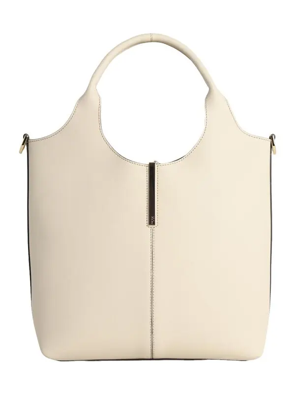 TOD'S Small Shopping Tote Leather Bag - Cream