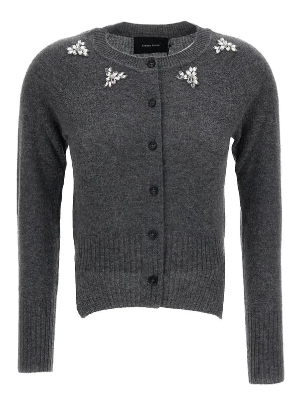 Simone Rocha Relaxed Cashmere Cardigan With Crystal-cut Appliqu - Multicolor