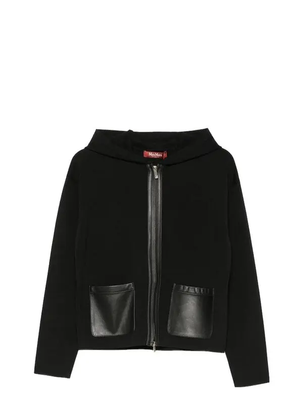 Max Mara Zip Up Hooded Top - Black