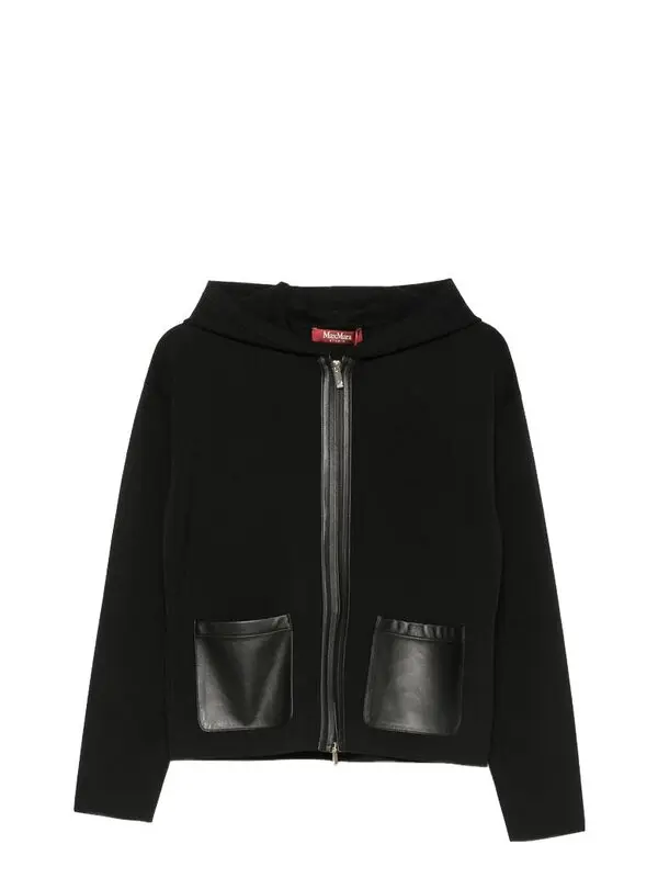 Max Mara Zip Up Hooded Top - Black