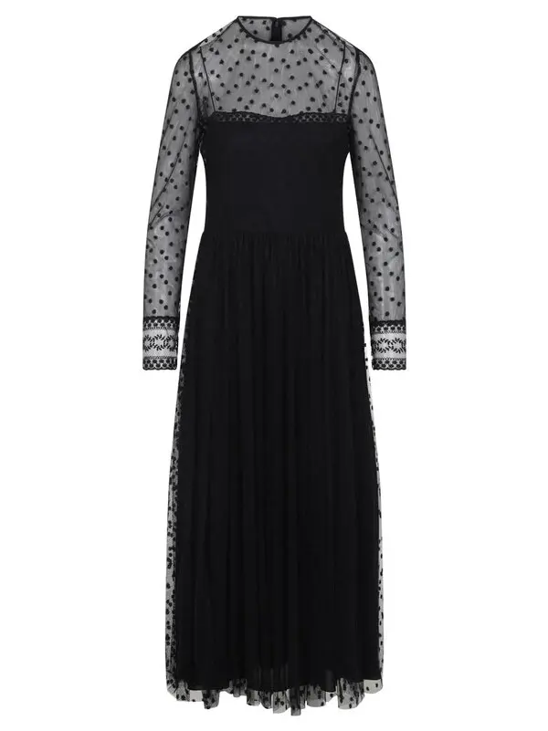 Alberta Ferretti Polka-dot Tulle Midi Dress - Black
