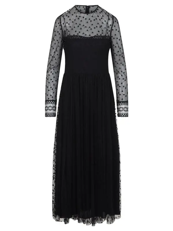 Alberta Ferretti Polka-dot Tulle Midi Dress - Black