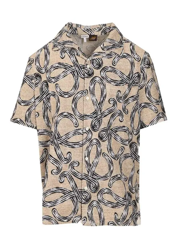 Loewe Short-sleeved Jacquard Cotton Terry Shirt - Cream