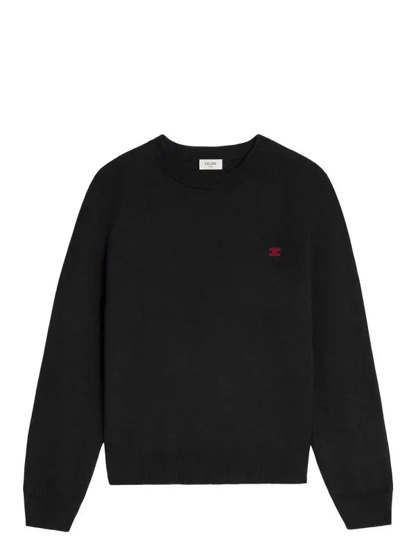 Celine Wool Sweater With Logo Embroidery - Black