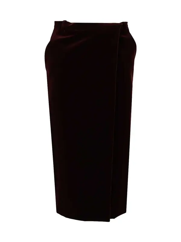 Saint Laurent Cotton Velvet Wrap Midi Skirt - Multicolor