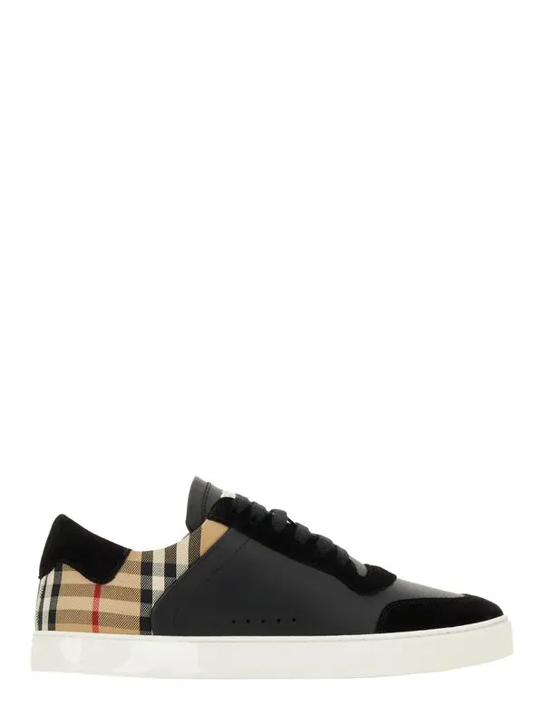 Burberry Leather And Check Sneakers - Multicolor