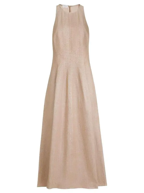 Brunello Cucinelli Sleeveless Round Neck Maxi Dress - Multicolor