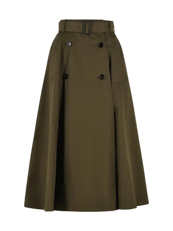Burberry Brenda Cotton Gabardine Trench Skirt - Green