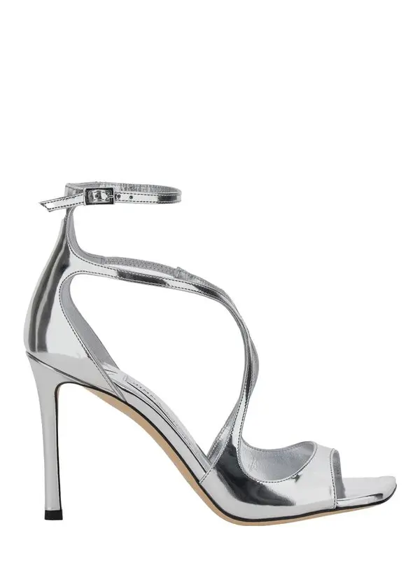 JIMMY CHOO Azia' Metallic Sandals With High Stiletto Heel And Ankle Closure In Leather - Multicolor