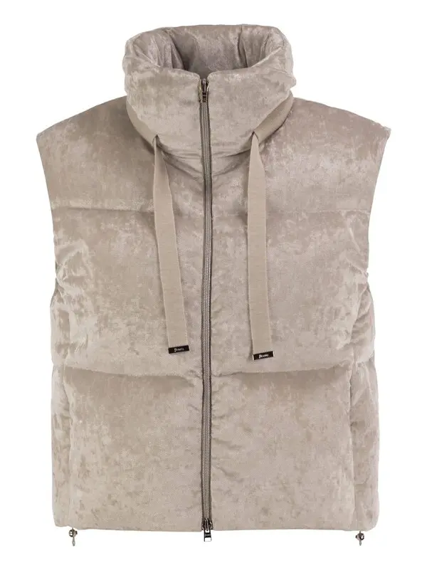 Herno Velvet-effect Padded Gilet - Cream