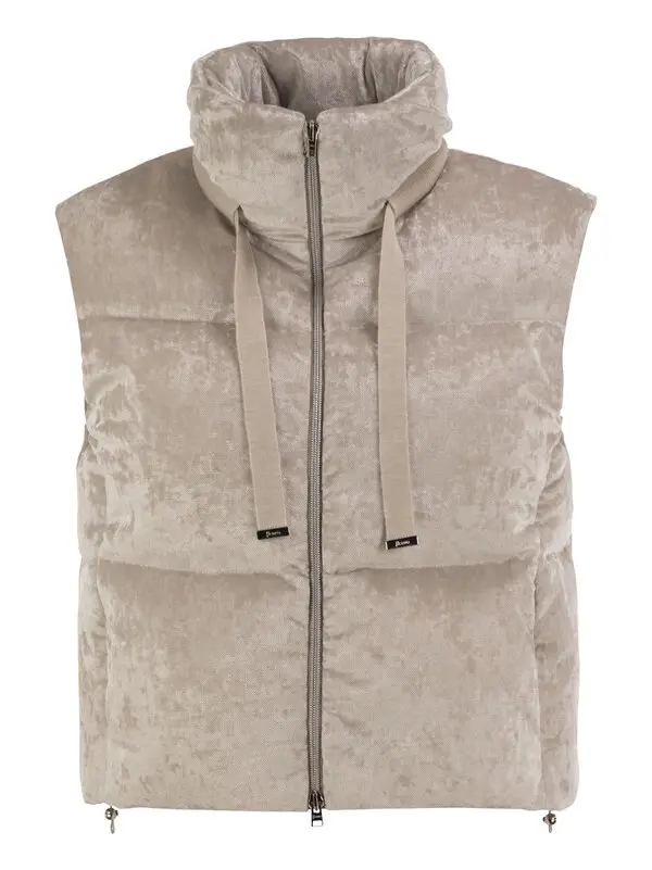 Herno Velvet-effect Padded Gilet - Cream